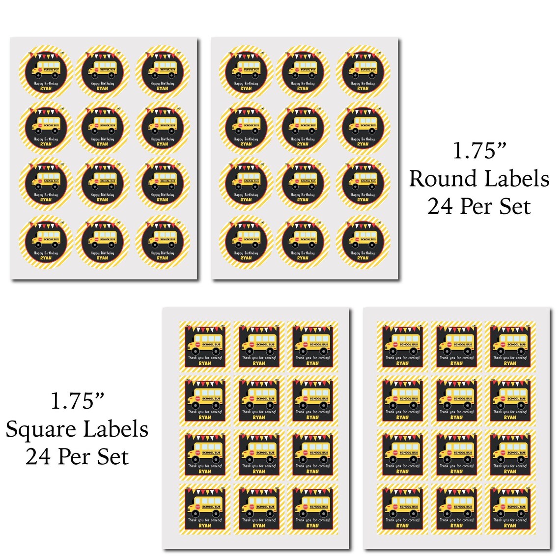 School Bus Wheels on the Bus PRINTED GLOSSY LABEL Party Favor | Etsy