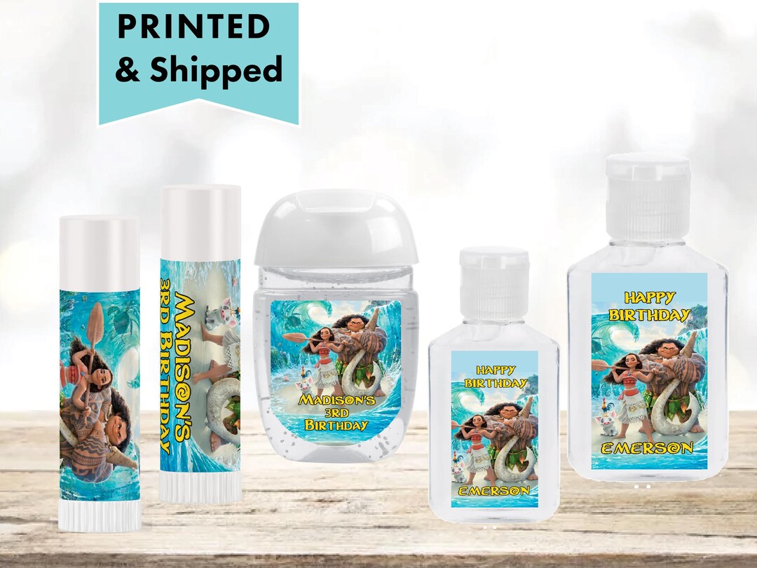Moana - PRINTED GLOSSY LABELS - for Lip Balm Tubes or Sanitizer Bottles ...