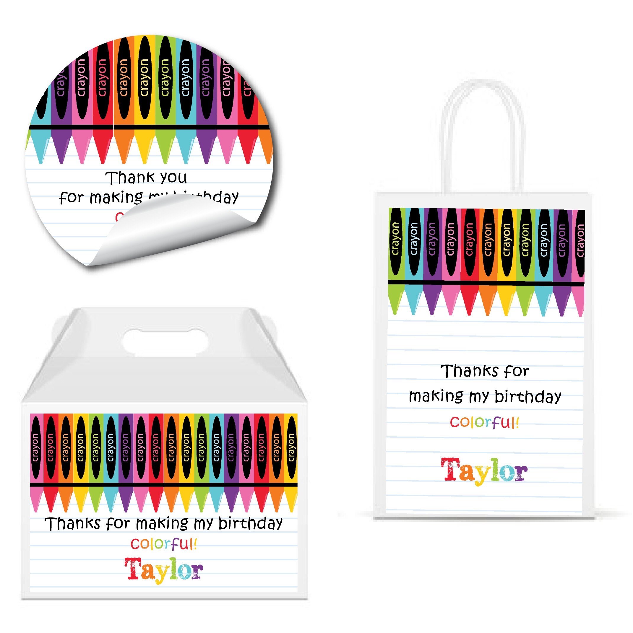 Coloring Crayon Art Colorful Rainbow PRINTED GLOSSY LABELS - Etsy