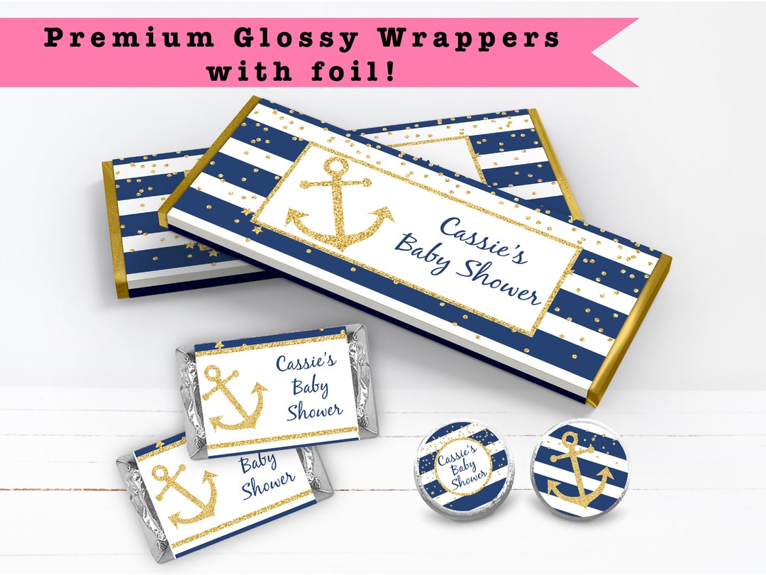 Nautical Anchor Navy Blue Stripes Gold Confetti Navy Blue Stripes ...