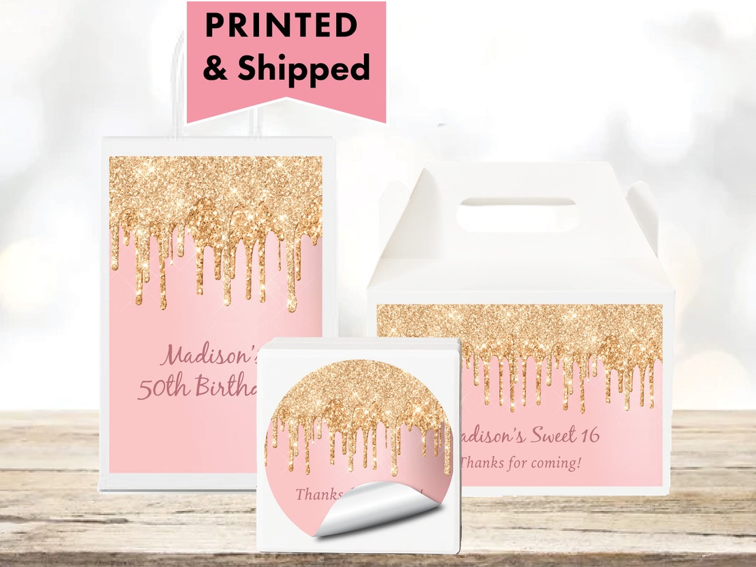 Blush Pink Gold Glam Dripping Glitter Elegant Luxury - PRINTED GLOSSY ...