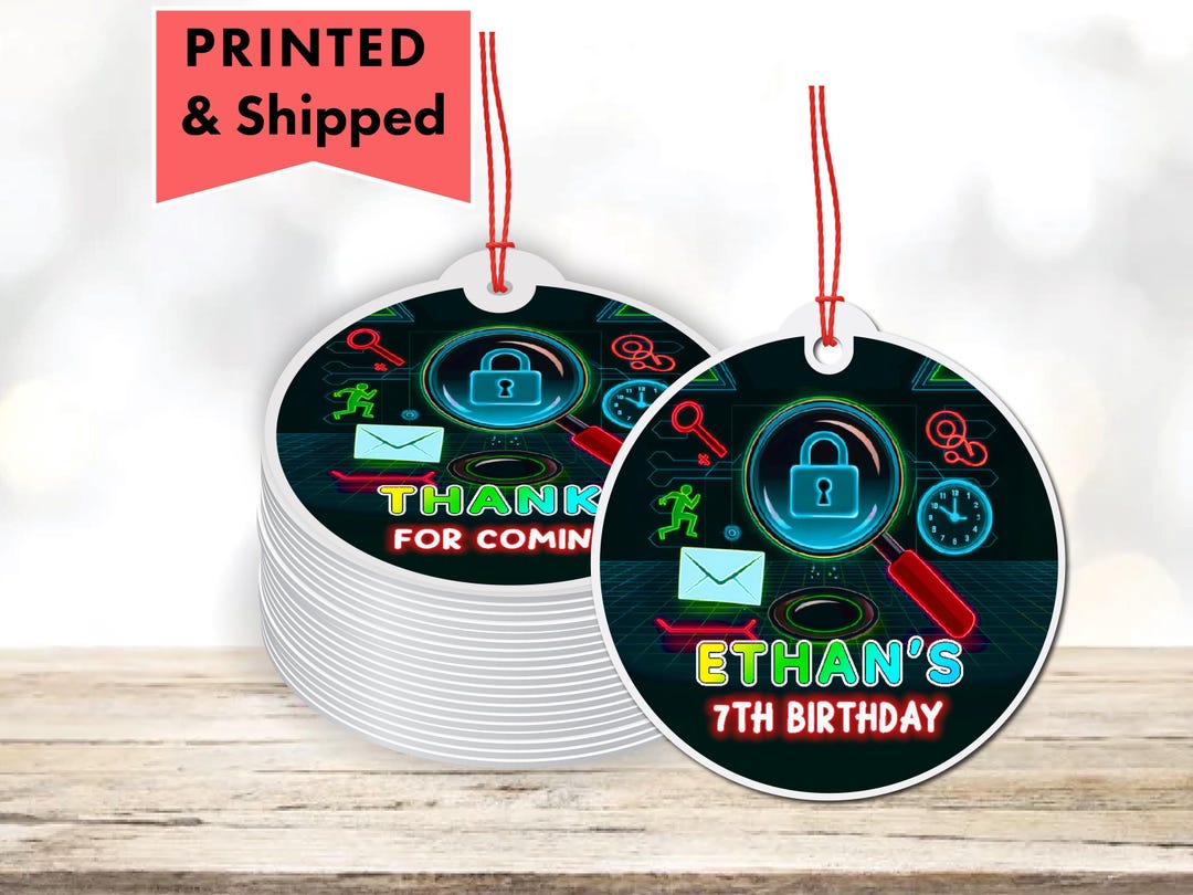 Escape Room Mystery Solving Undercover Challenge Neon Glow Gift Tags ...