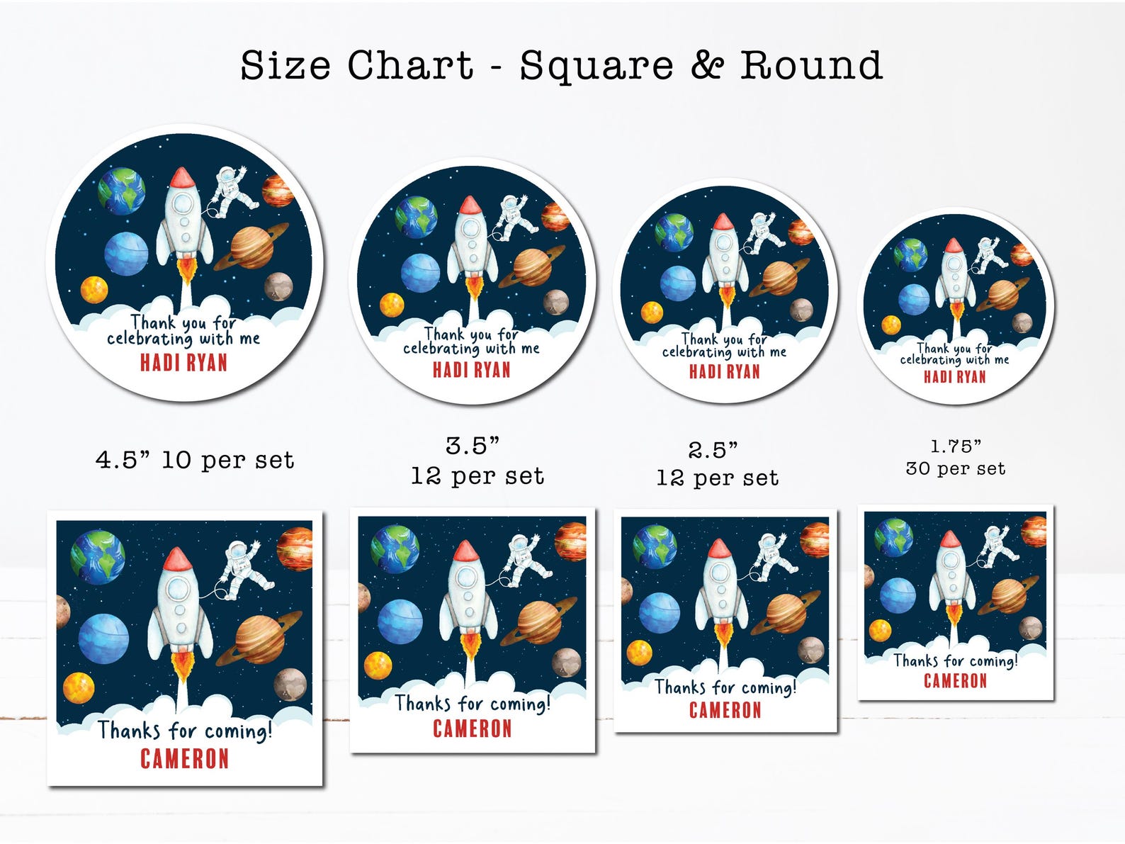 Outer Space Birthday Planets Rocket Ship Astronaut Galaxy Blast off ...