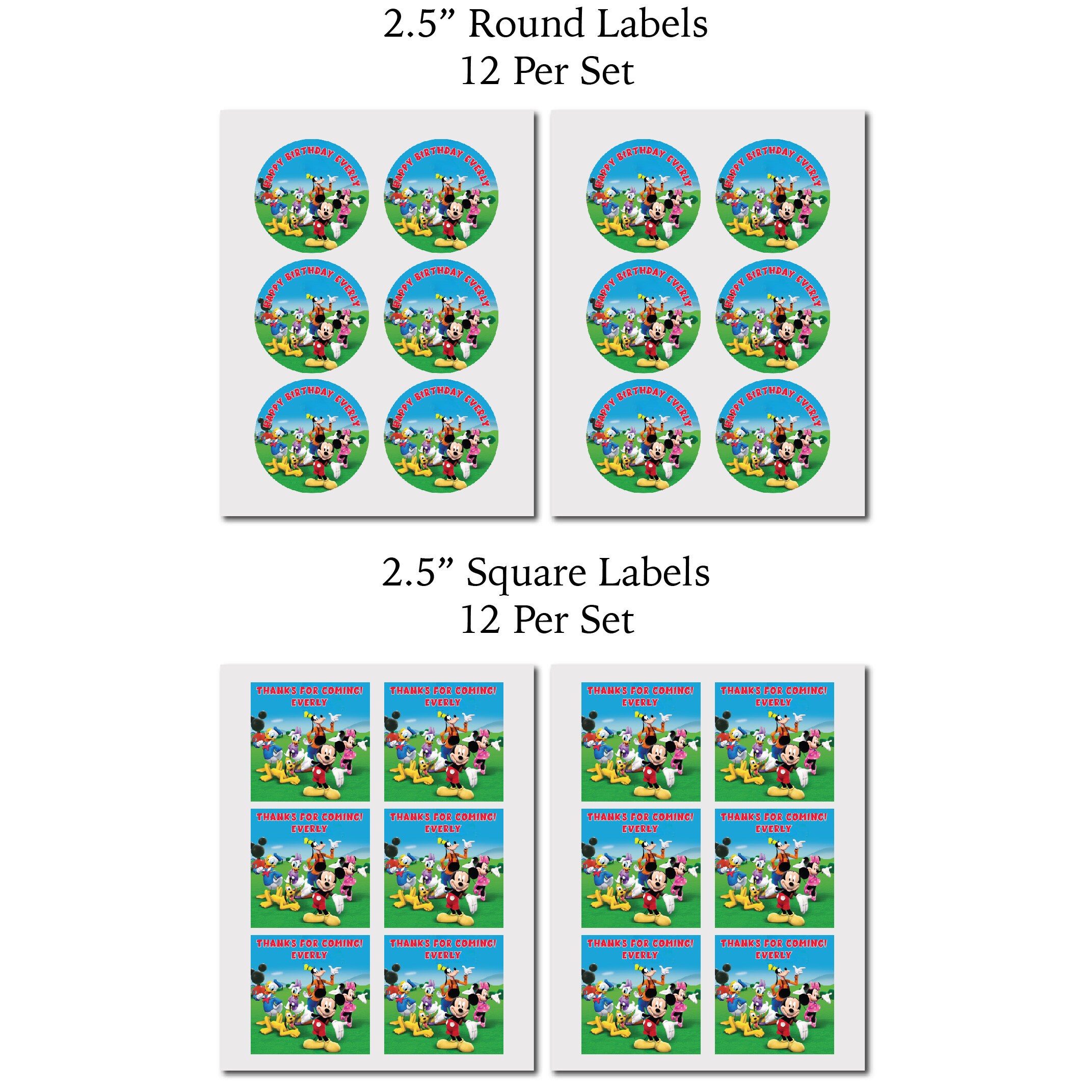 Mickey Mouse Clubhouse Inspired PRINTED GLOSSY LABELS for - Etsy