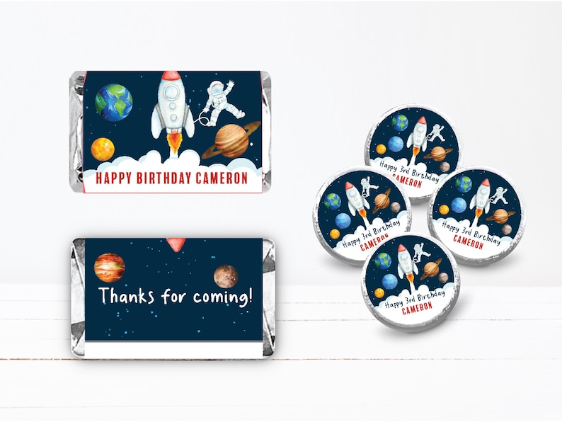 Outer Space Birthday Planets Rocket Ship Astronaut Galaxy Blast off ...