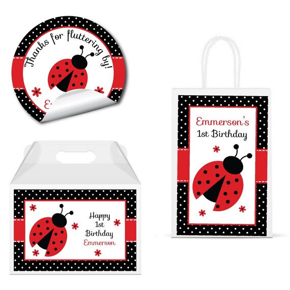 Red Ladybug PRINTED GLOSSY LABELS For Party Favor Gift | Etsy