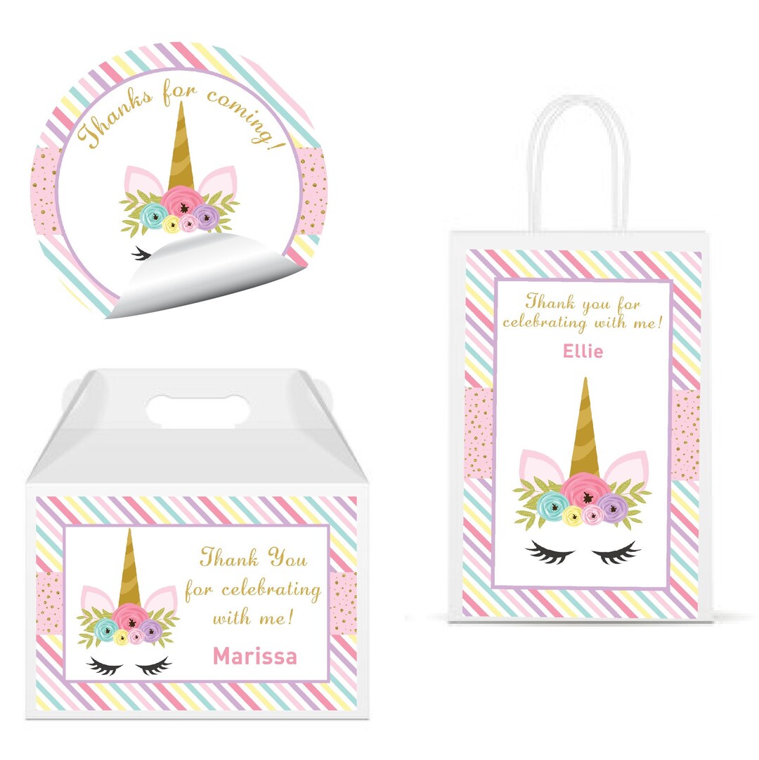 Unicorn Head Rainbow Sassy - PRINTED GLOSSY LABELS - for Party Favor ...