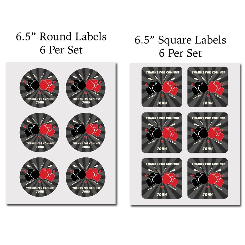 Boxing Themed Boxing Gloves PRINTED GLOSSY LABELS for - Etsy