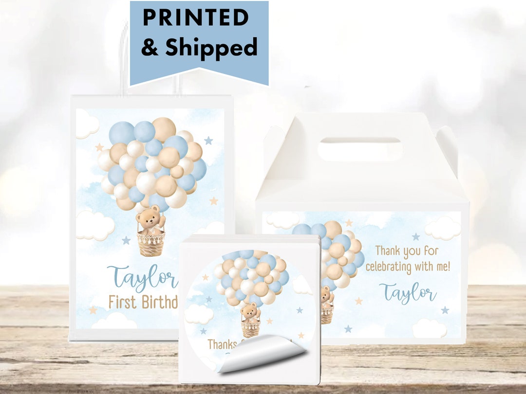 Boy Teddy Bear Hot Air Balloon; Beary First Beary Cute Can Bearly Wait ...