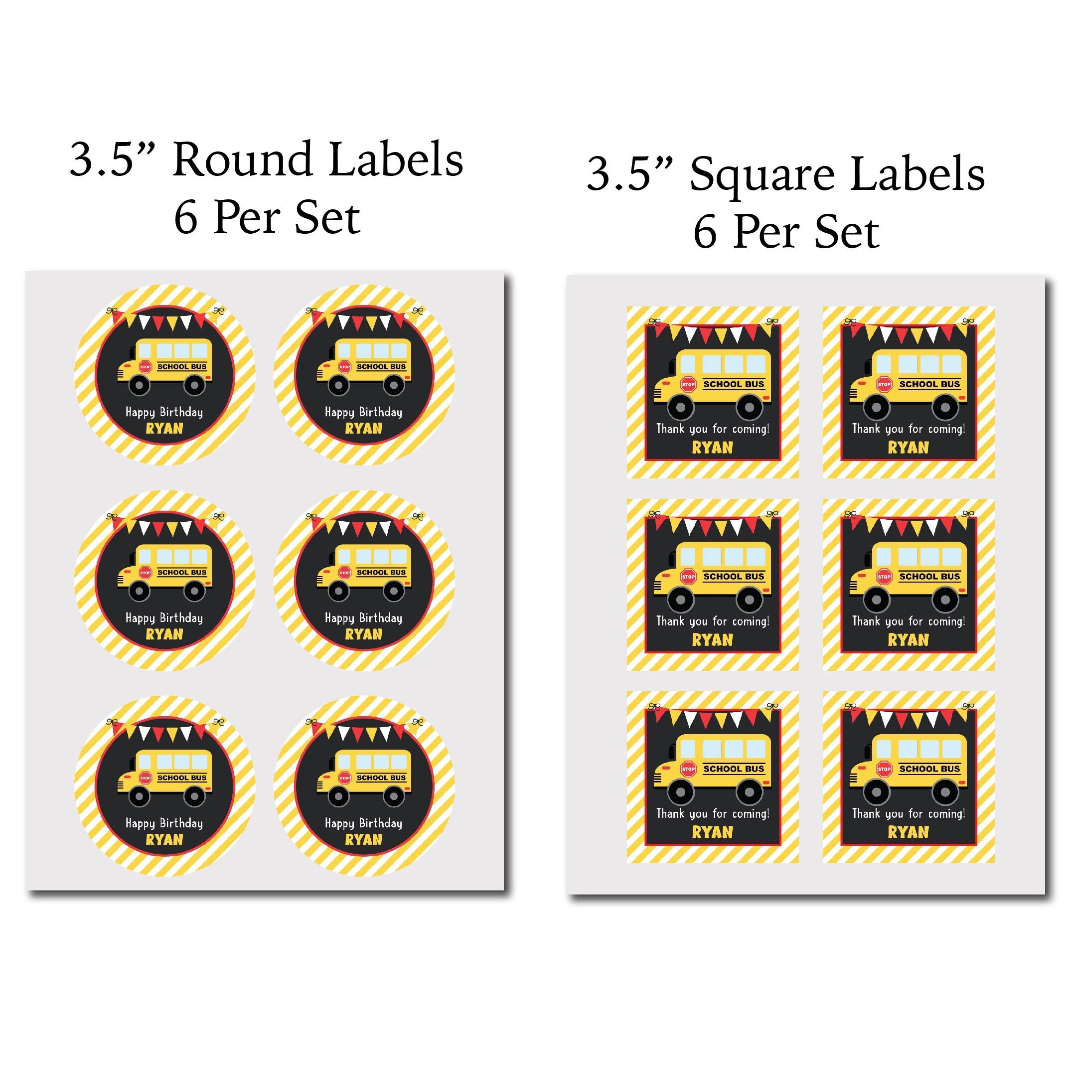 School Bus Wheels on the Bus PRINTED GLOSSY LABEL Party Favor | Etsy