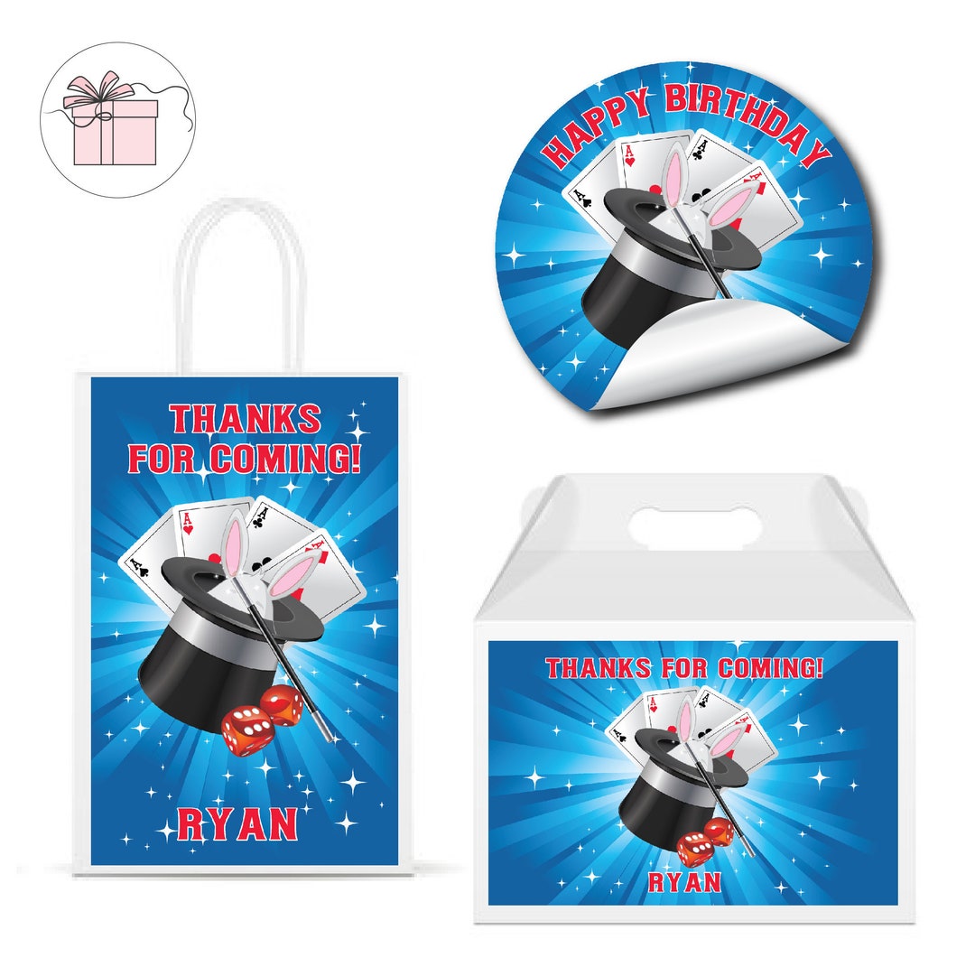 Magician Magic Show Rabbit Top Hat Cards Magical Stars - PRINTED GLOSSY ...