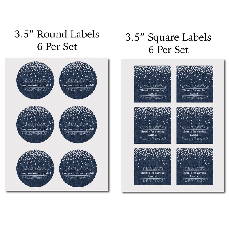 Denim & Diamonds Any Age or Occasion PRINTED GLOSSY LABELS - Etsy