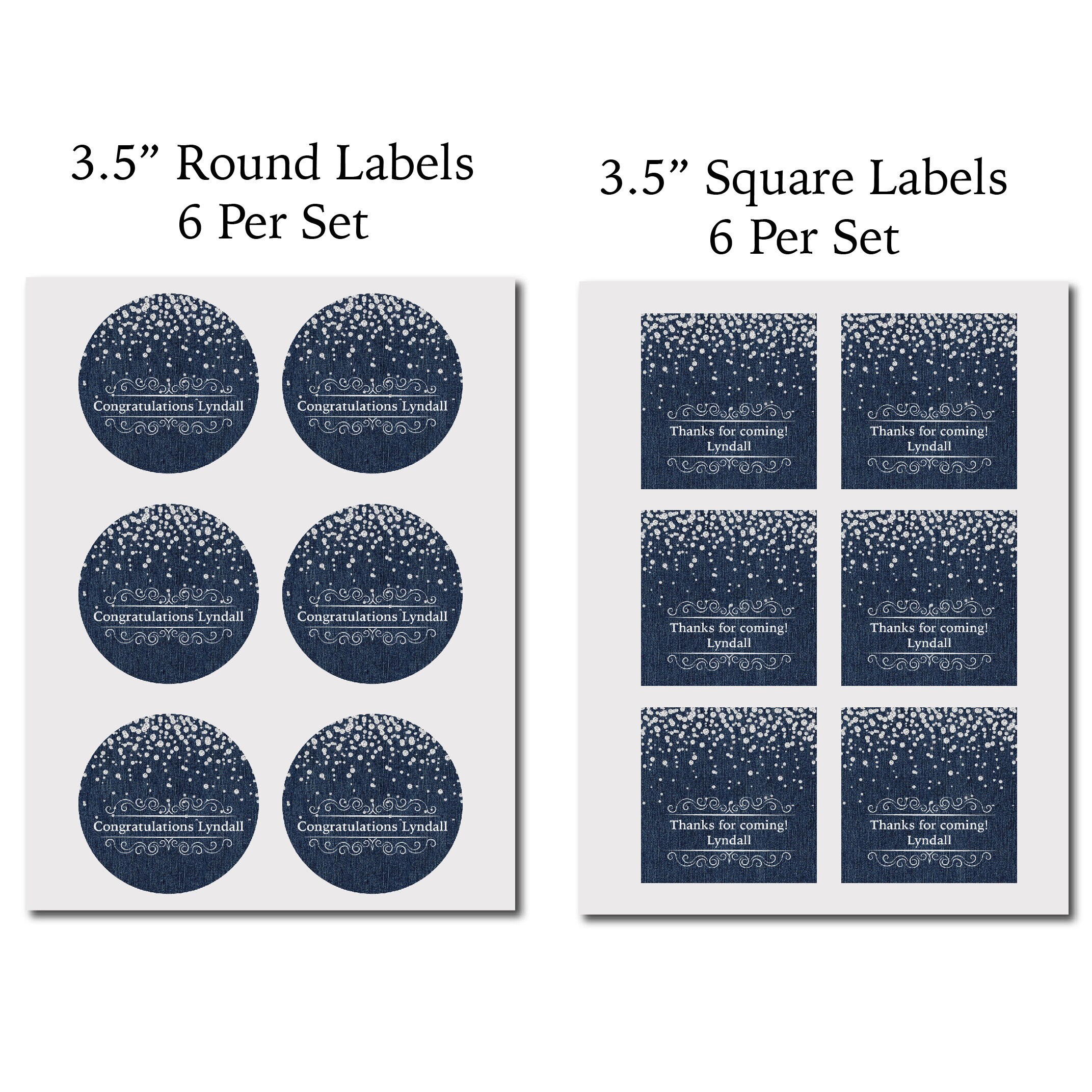 Denim & Diamonds Any Age or Occasion PRINTED GLOSSY LABELS - Etsy