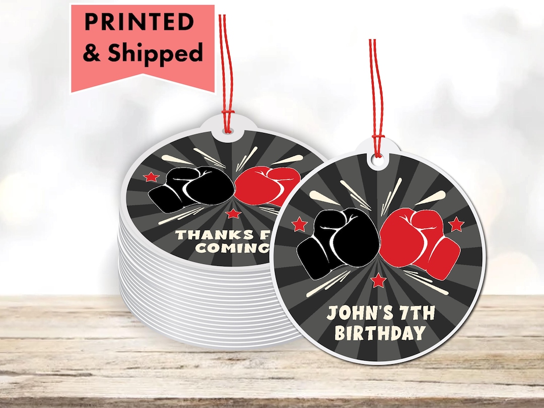 Boxing Party Theme Boxing Gloves - PRINTED GIFT TAGS - Thank You Card ...