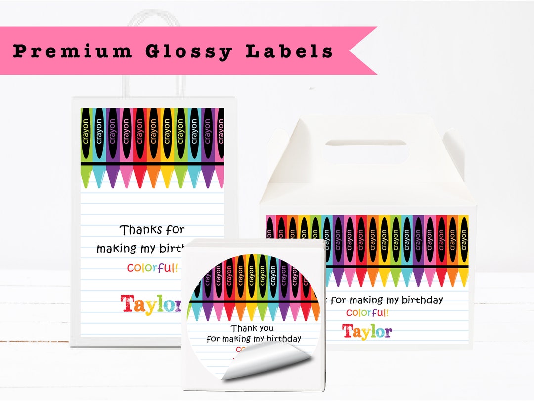 Coloring Crayon Art Colorful Rainbow - PRINTED GLOSSY LABELS - for ...