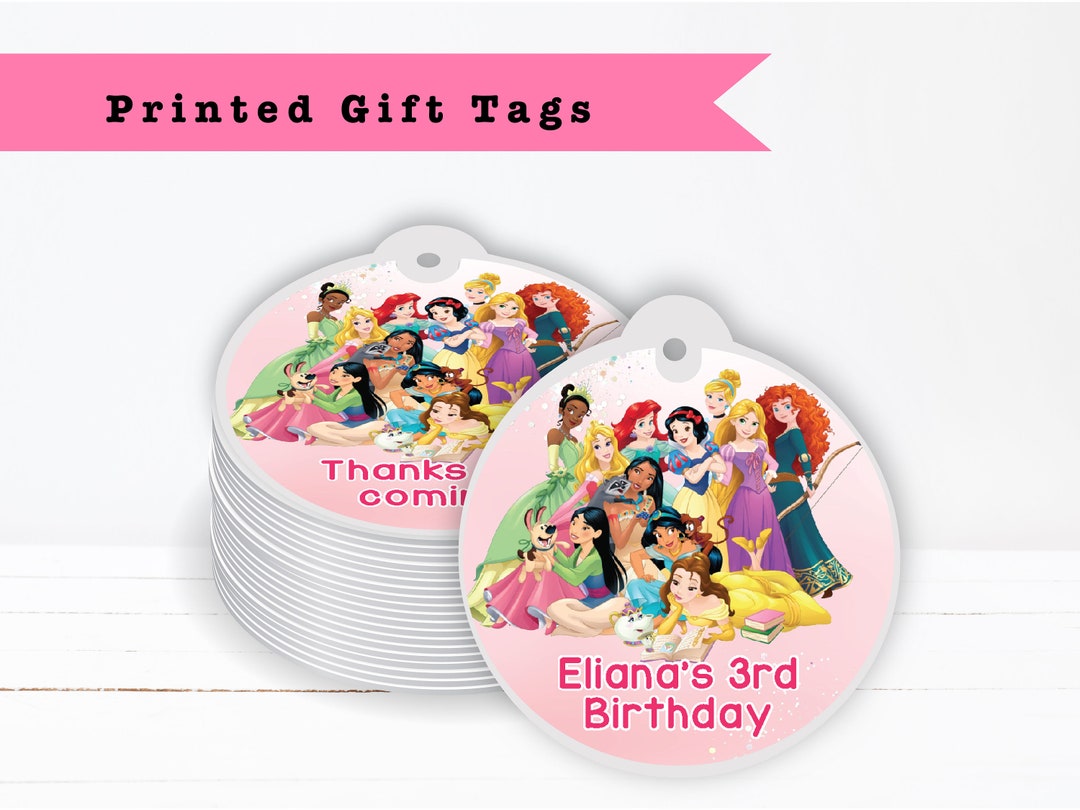 Princess All Princesses PRINTED GIFT TAGS - Thank You Card for Party ...