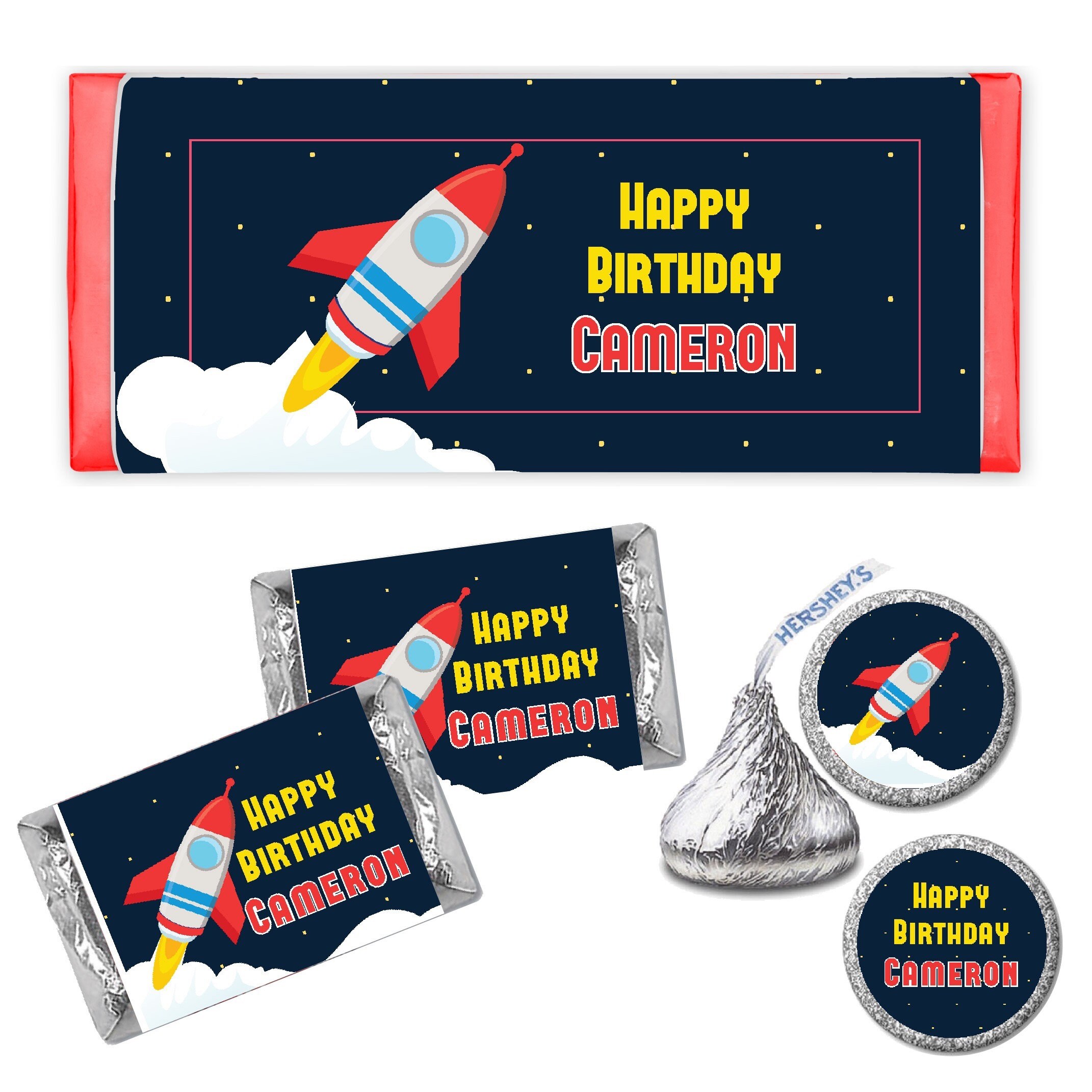 Rocket Ship Two the Moon Outer Space PRINTED CANDY Bar - Etsy