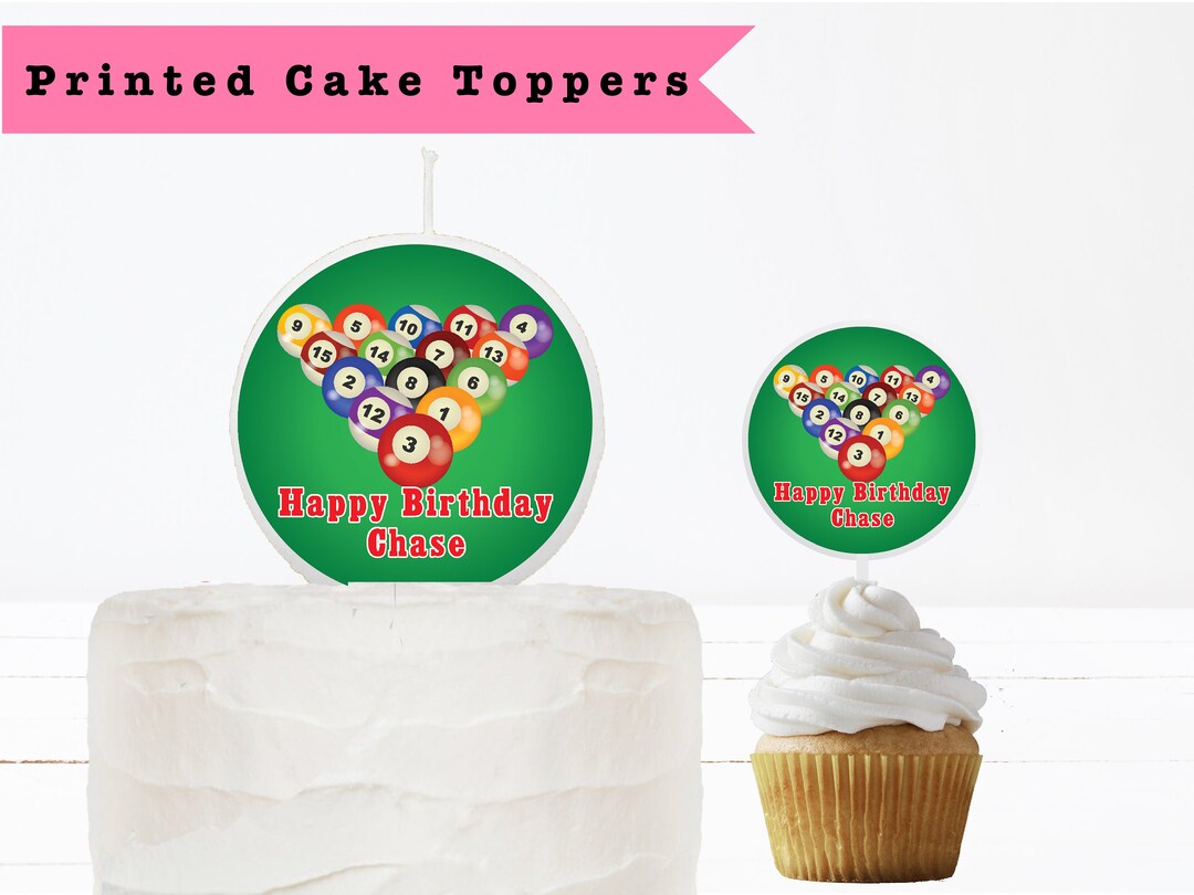 Green Pool Table Billiards Snooker Balls Personalized Candle Cake ...