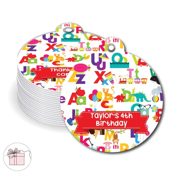 Abc 123 Colorful Alphabet Letters PRINTED GIFT TAGS Thank - Etsy