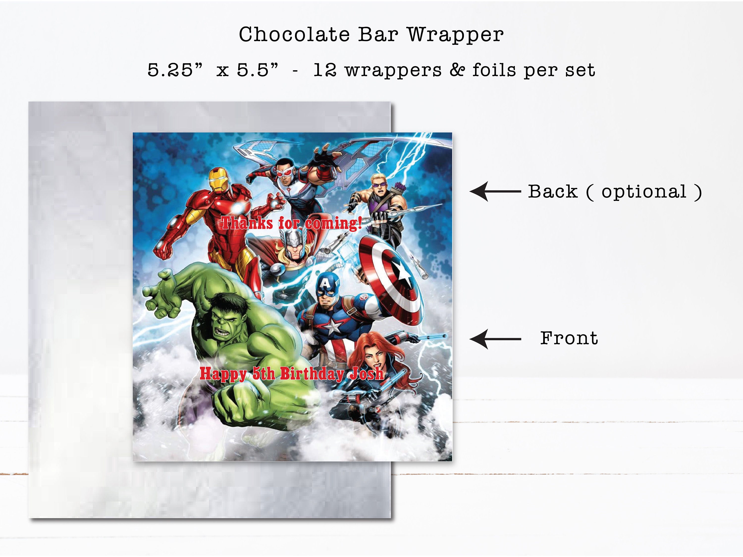 Avengers PRINTED CANDY BAR Wrappers Chocolate Bar Kiss - Etsy