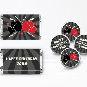 Boxing Party Theme Boxing Gloves PRINTED CANDY BAR Wrappers Labels ...
