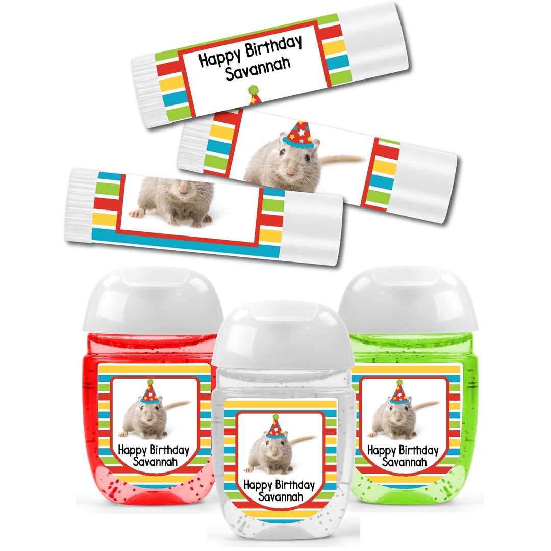 Gerbil in Party Hat Bright Colorful Happy Gerbil Birthday - Lip Balms ...