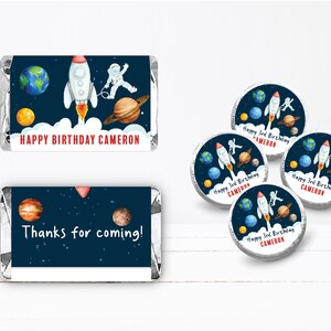 Outer Space Birthday Planets Rocket Ship Astronaut Galaxy Blast off ...