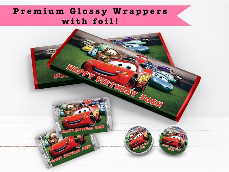 Cars Lightning Mcqueen PRINTED CANDY BAR Wrappers Chocolate - Etsy