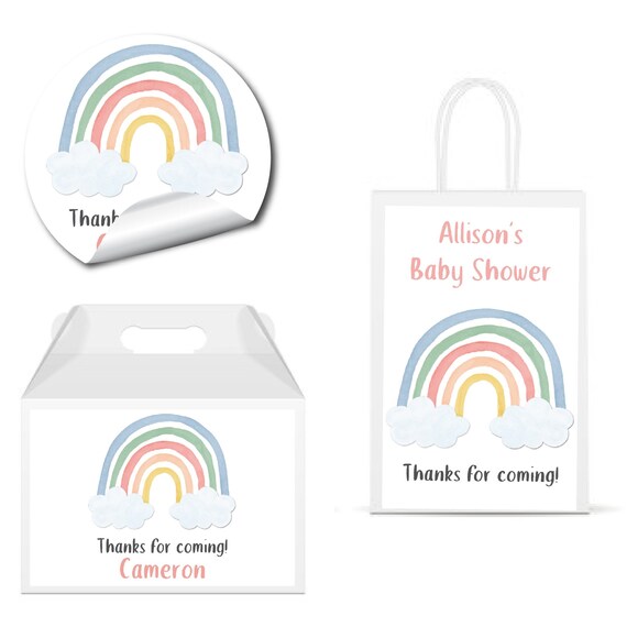 Pastel Watercolor Rainbow PRINTED GLOSSY LABELS for Party - Etsy