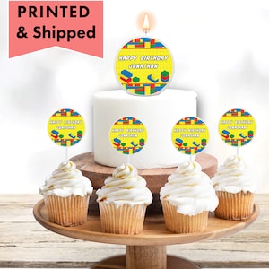 Colorful Bricks Building Blocks Cake Decorations, Candle Cake Toppers ...