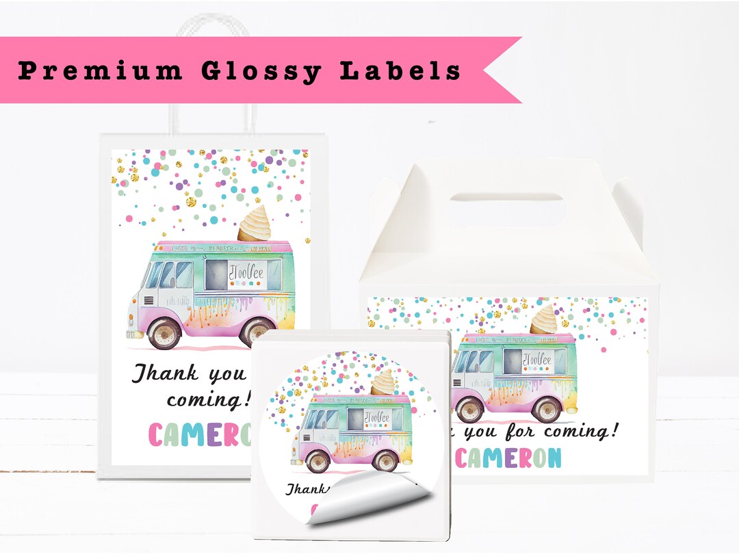 Here's the Scoop Ice Cream Truck Summer Birthday Pastel Watercolor ...