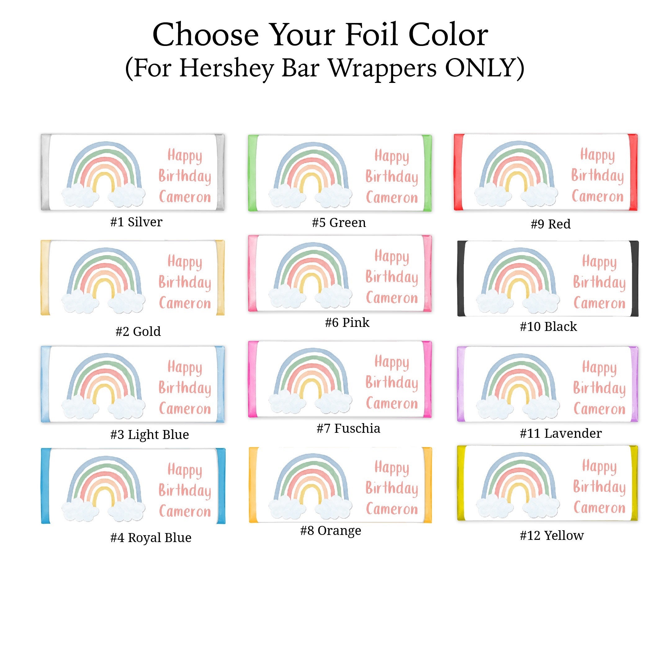 Pastel Watercolor Rainbow PRINTED CANDY BAR Wrapper Labels - Etsy
