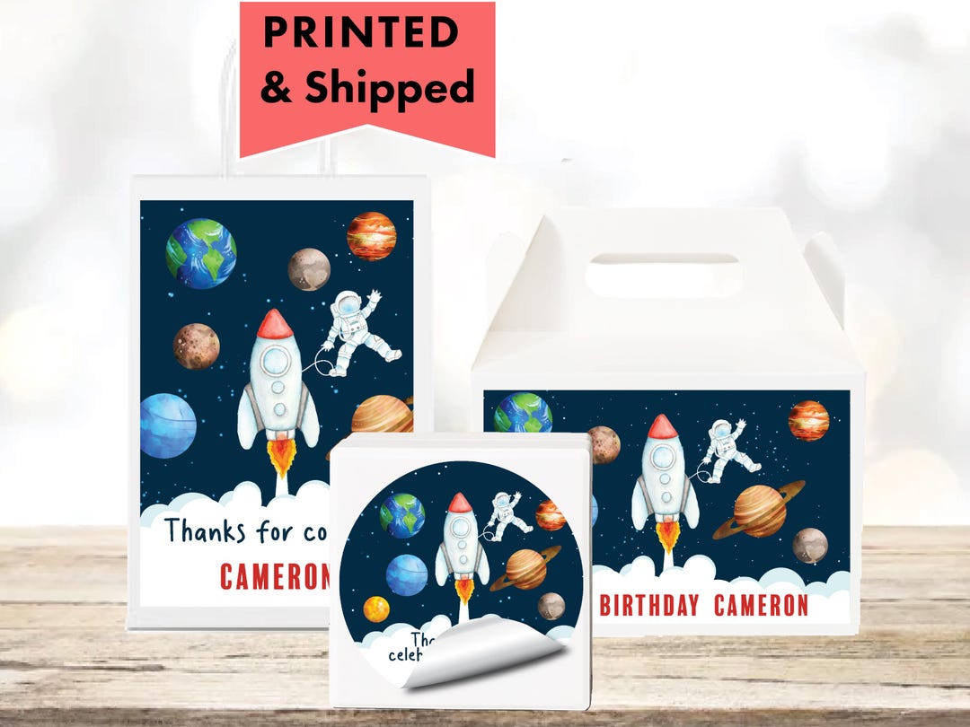 Outer Space Birthday Planets Rocket Ship Astronaut Galaxy Blast off ...