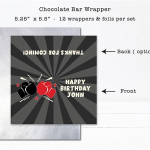 Boxing Party Theme Boxing Gloves PRINTED CANDY BAR Wrappers Labels ...