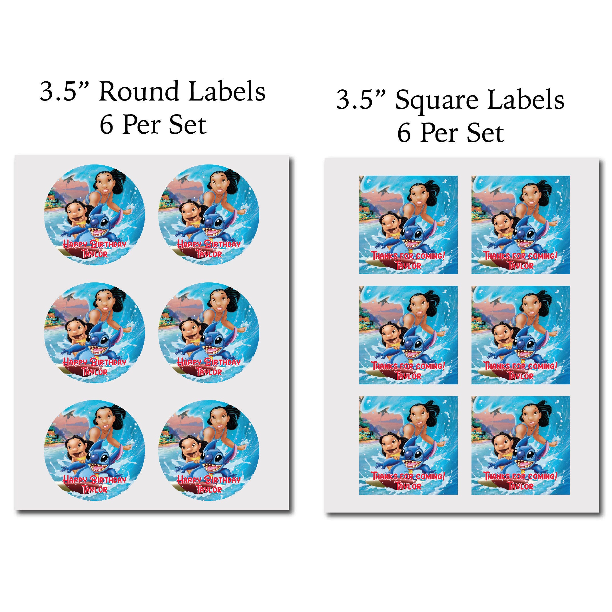 Lilo & Stitch PRINTED GLOSSY LABELS for Party Favor Bags - Etsy