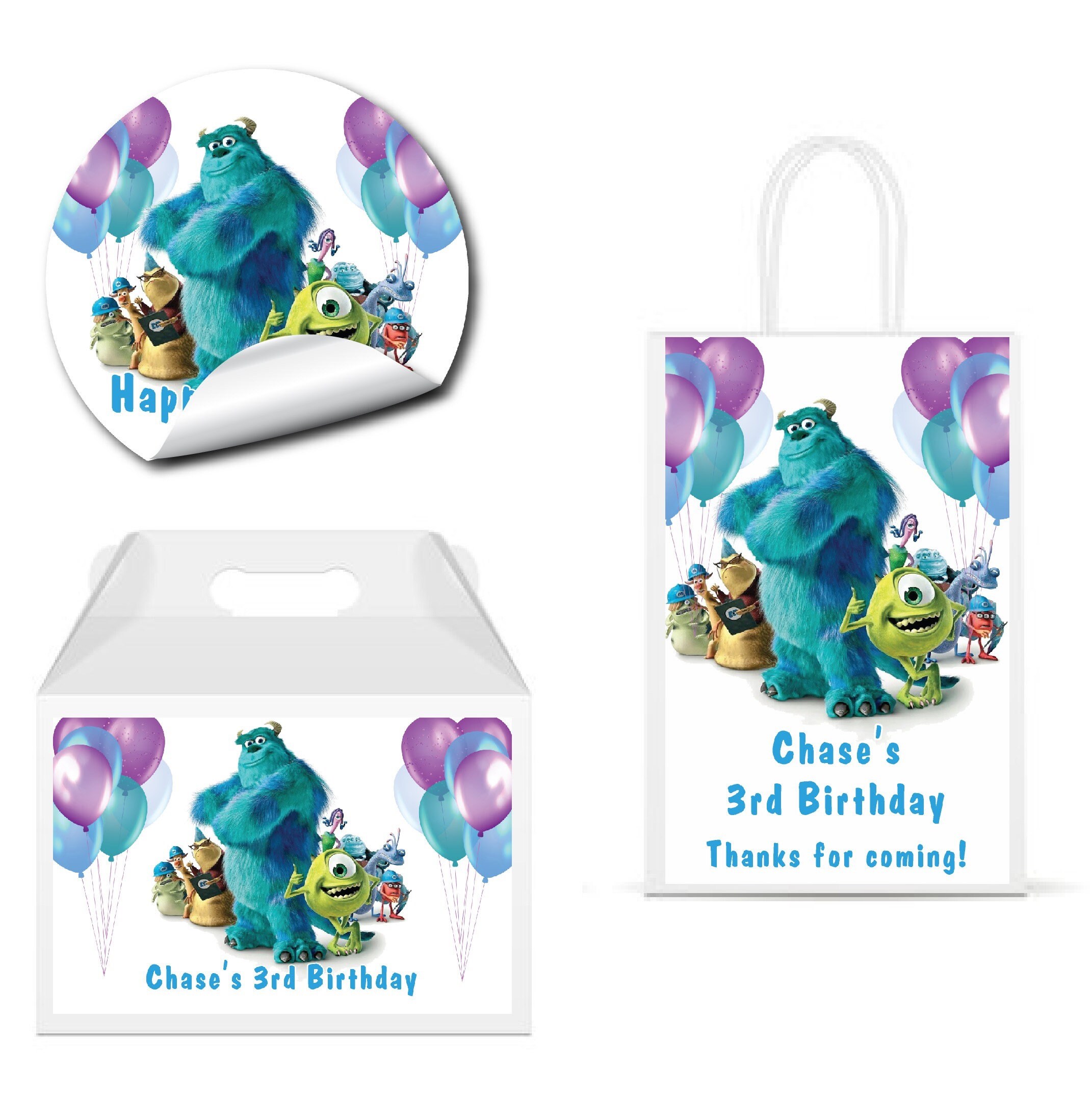 Monsters Inc PRINTED GLOSSY LABELS for Party Favor Bags - Etsy