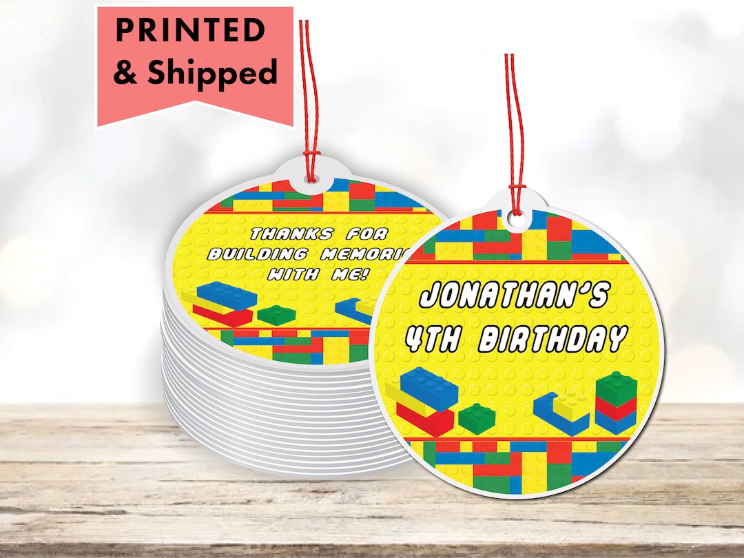 Colorful Bricks Building Blocks - PRINTED GIFT TAGS - Thank You Card ...