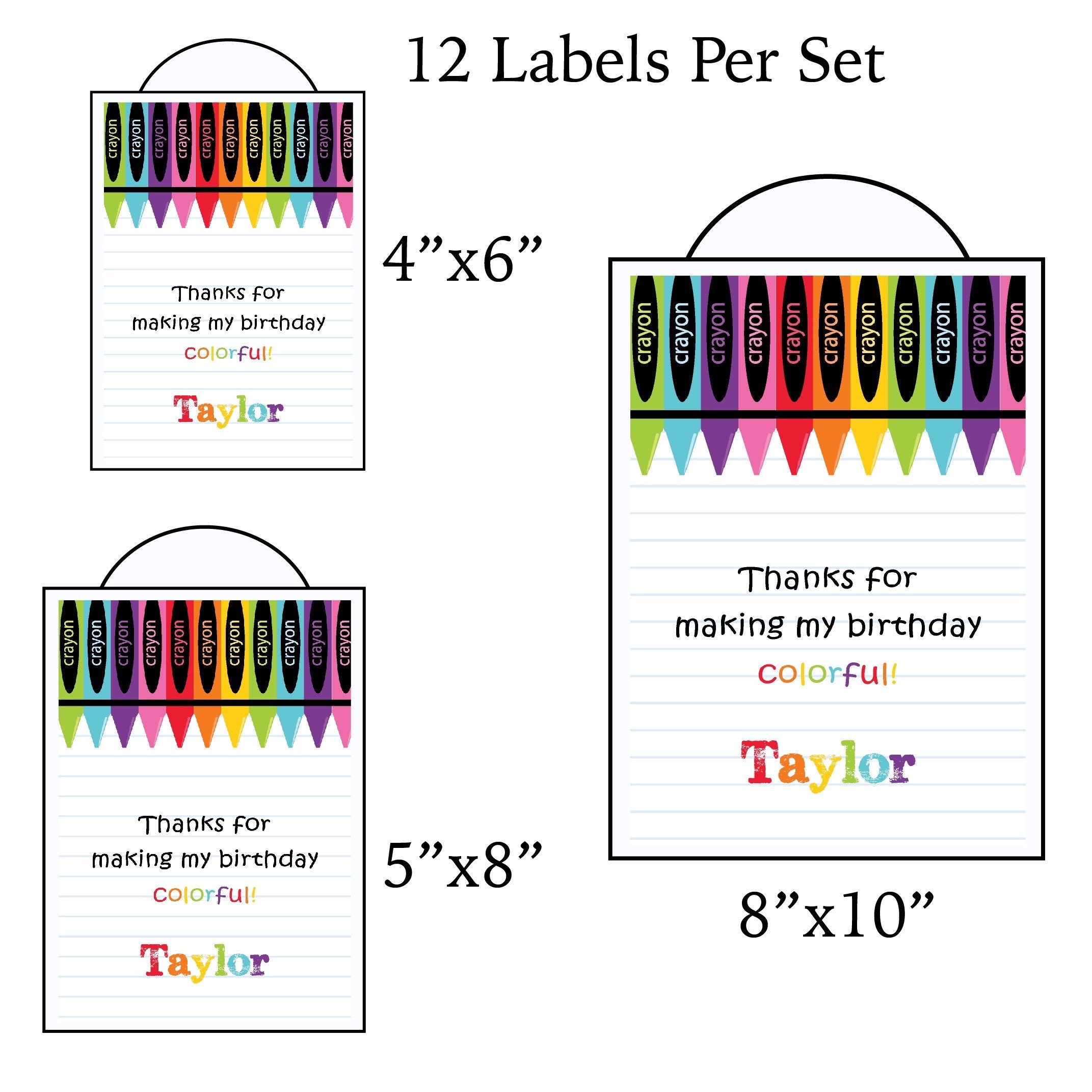 Coloring Crayon Art Colorful Rainbow PRINTED GLOSSY LABELS - Etsy