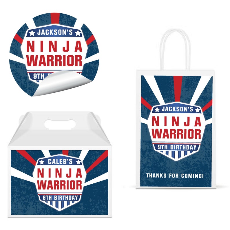 Ninja Warrior Inspired PRINTED GLOSSY LABELS for Party - Etsy