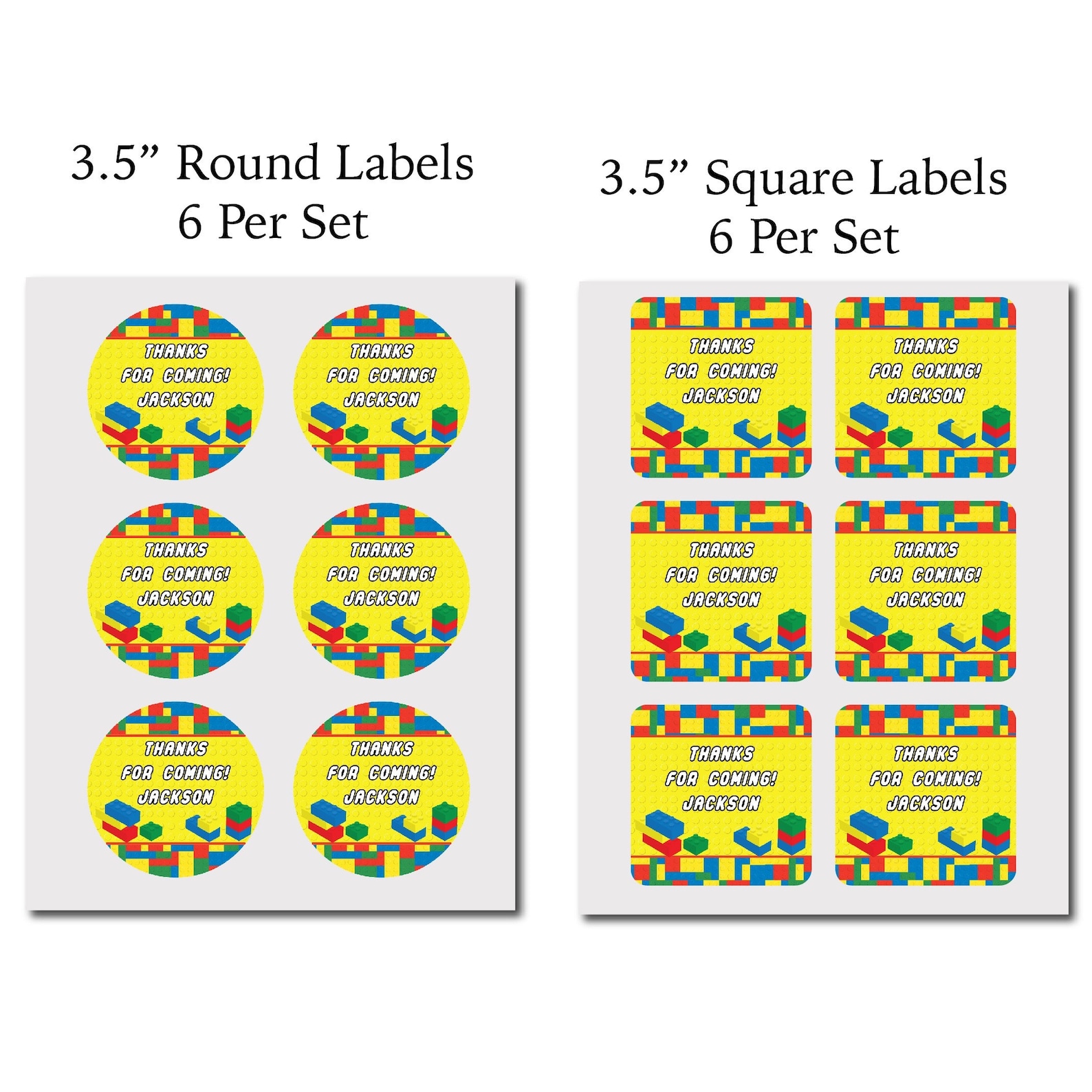 Colorful Bricks Building Blocks PRINTED GLOSSY LABELS for - Etsy