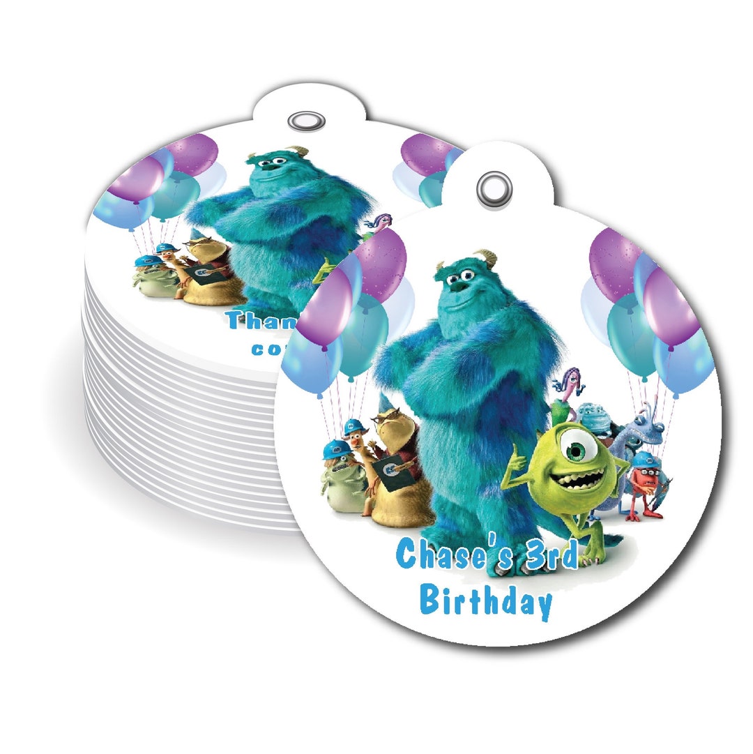 Monsters Inc PRINTED GIFT TAGS Thank You Card for Party - Etsy