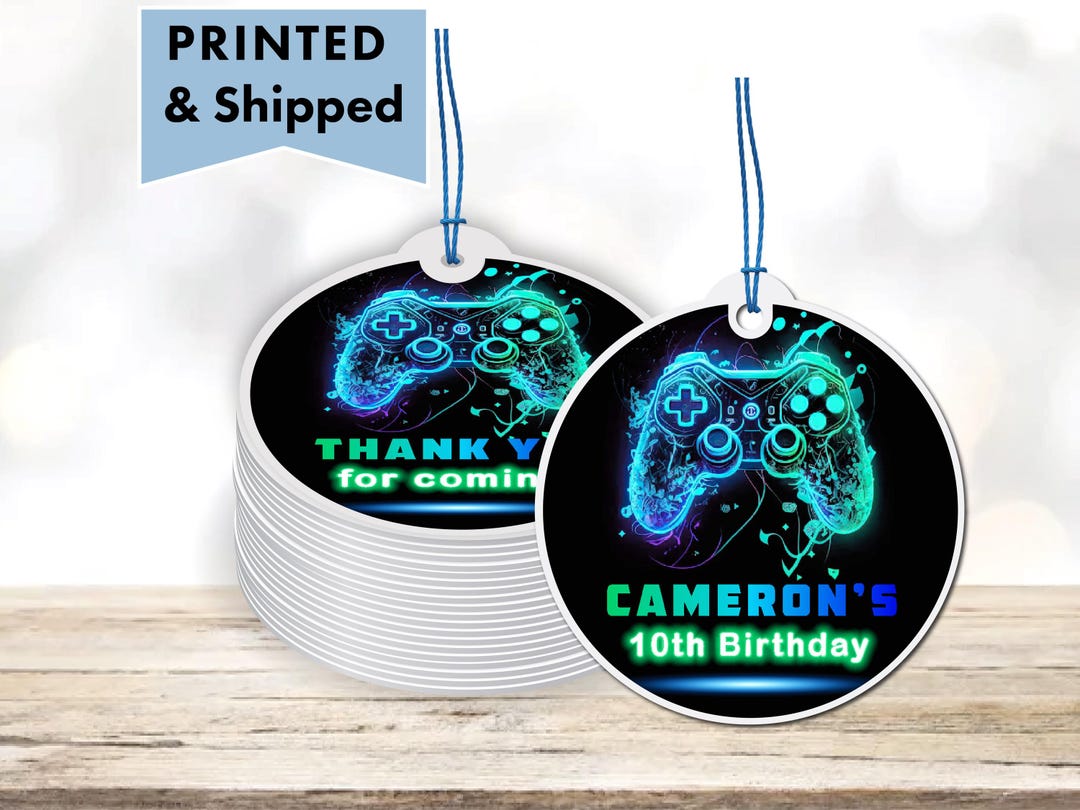 Video Game Level up Blue Green Neon Glow Gamer Boy Arcade Party Family ...