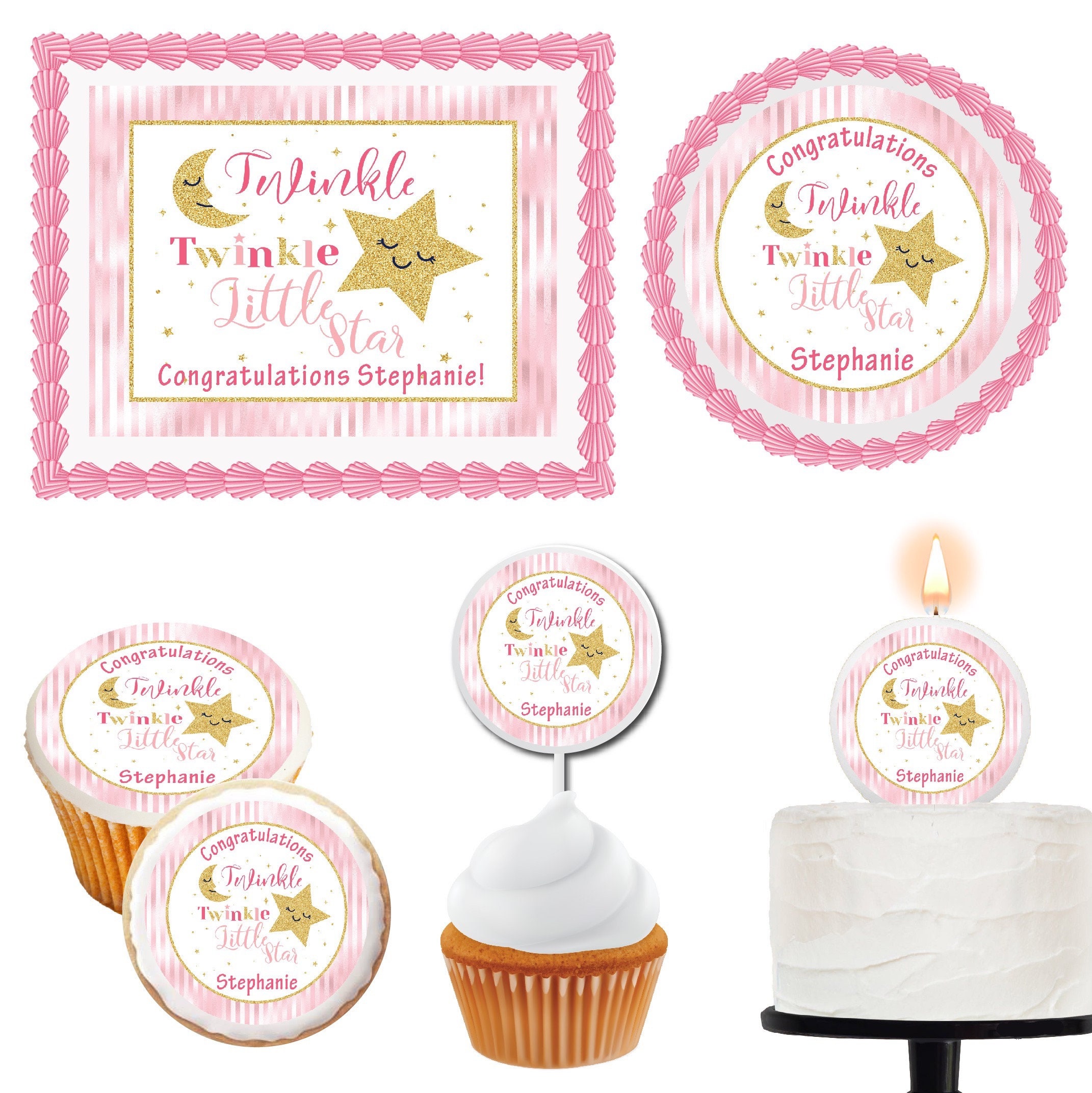 Twinkle Twinkle Little Star Pink Gold Glitter PRINTED CANDY - Etsy