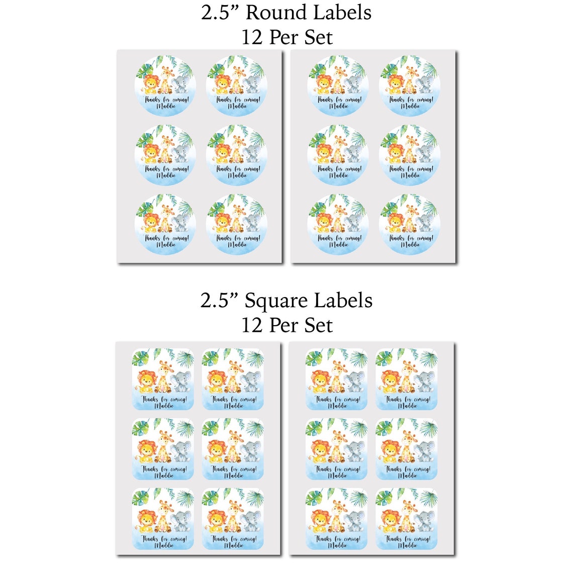 Sweet Safari Jungle Animals PRINTED GLOSSY LABELS for - Etsy
