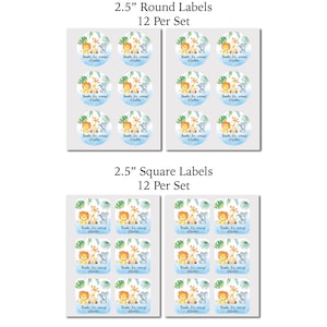 Sweet Safari Jungle Animals - PRINTED GLOSSY LABELS - for Party Favor ...