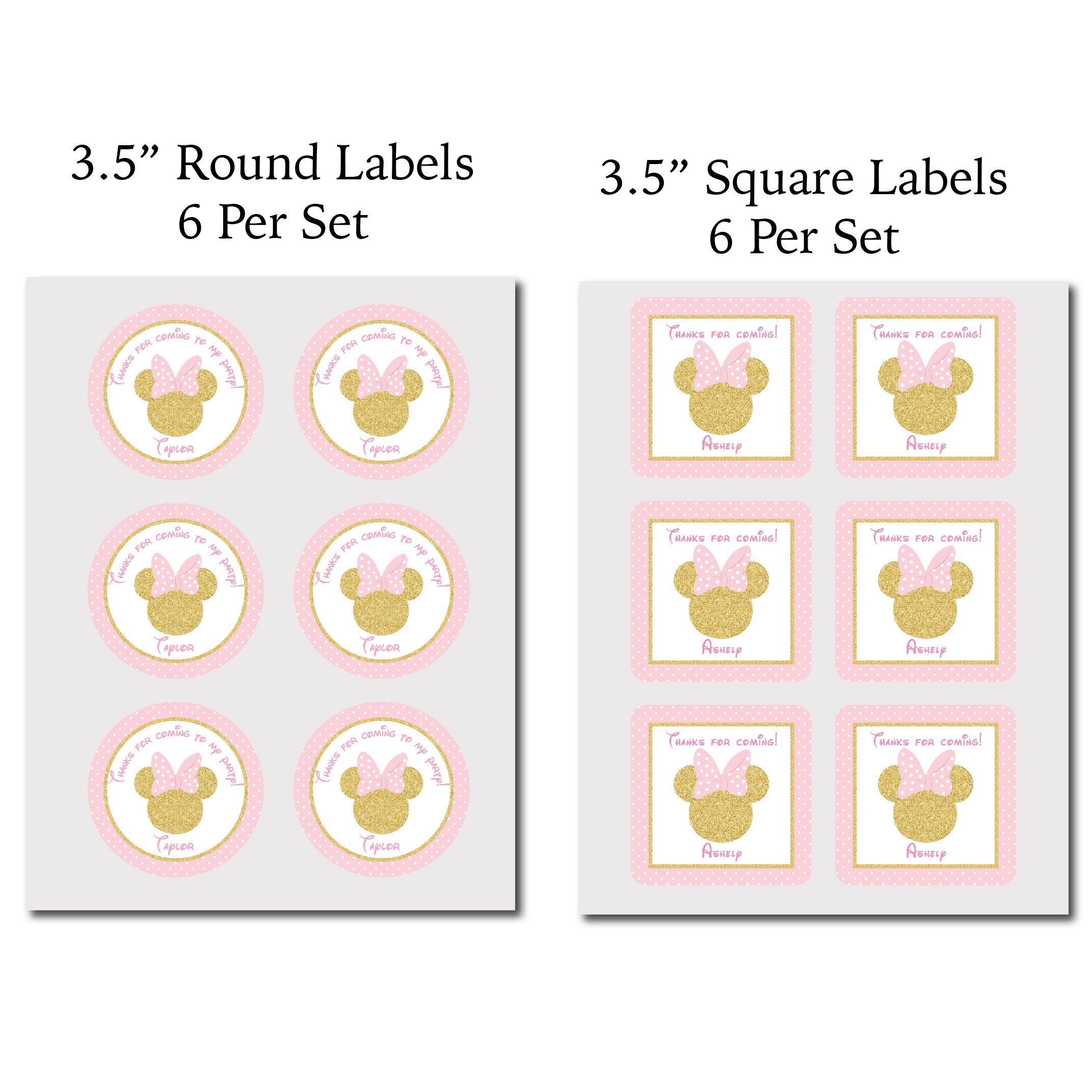 Mouse Head Minnie Inspired Pink & Gold PRINTED GLOSSY | Etsy