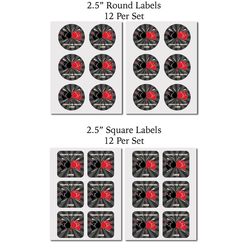 Boxing Themed Boxing Gloves PRINTED GLOSSY LABELS for - Etsy