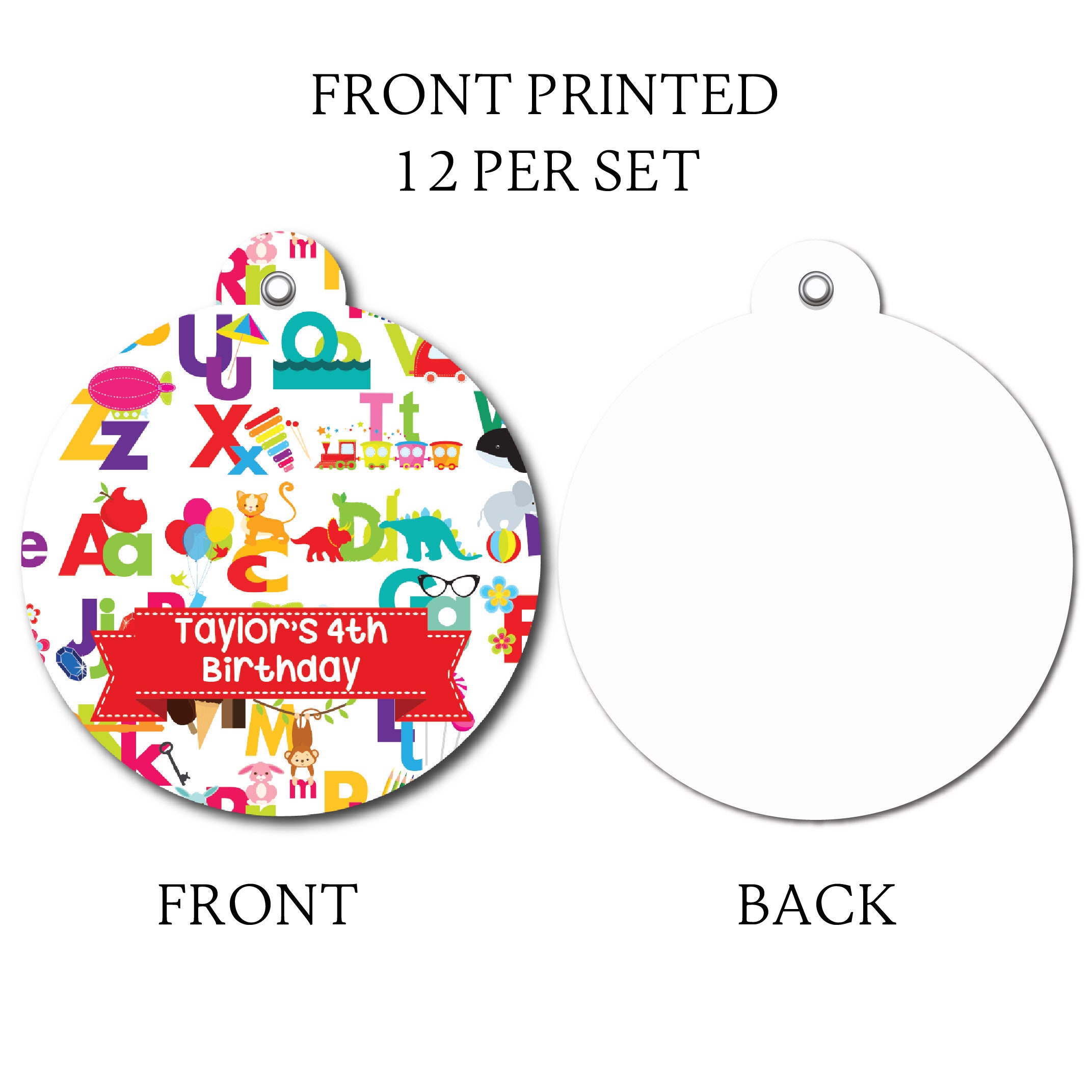 Abc 123 Colorful Alphabet Letters PRINTED GIFT TAGS Thank - Etsy