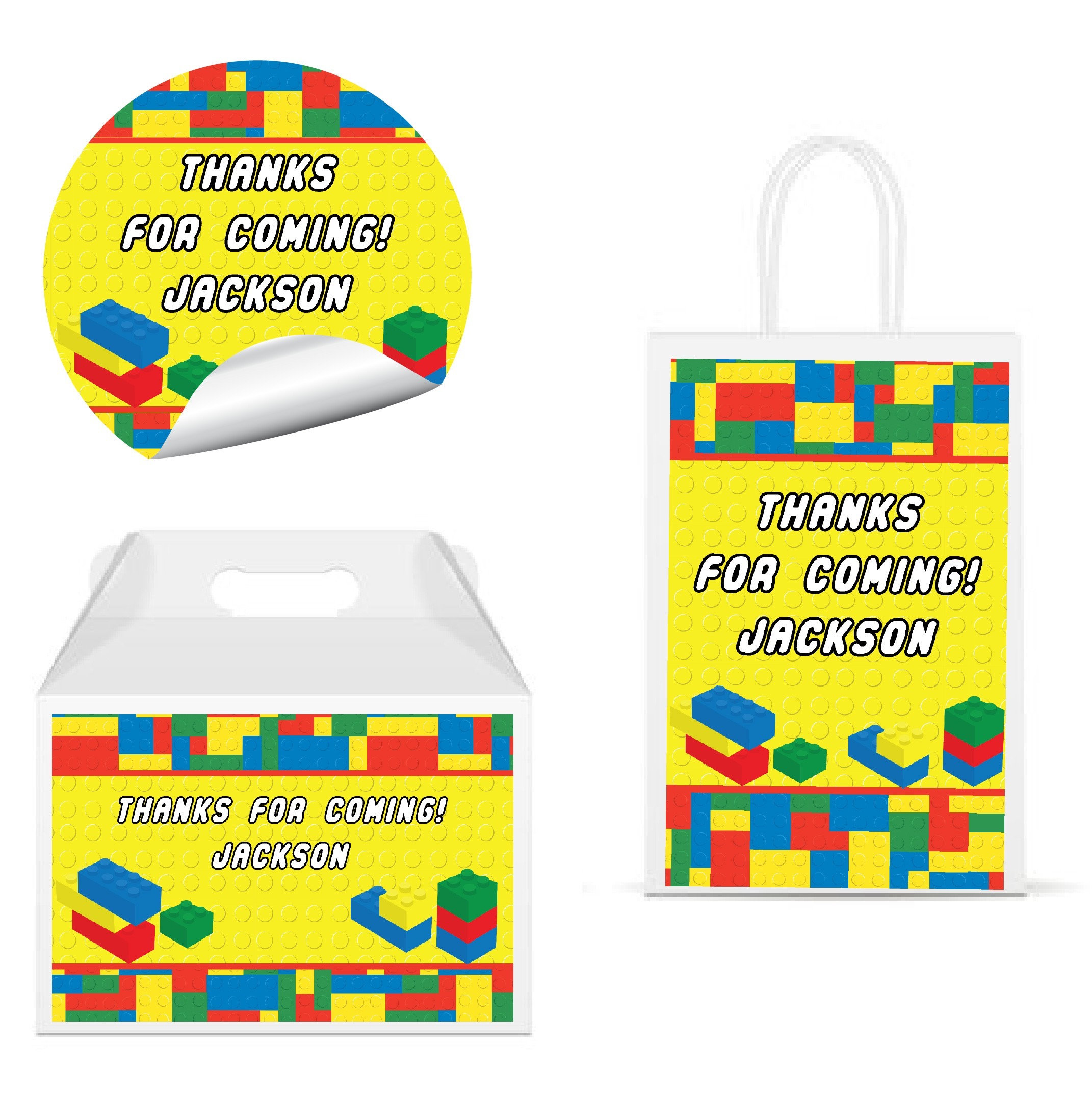 Colorful Bricks Building Blocks PRINTED GLOSSY LABELS for | Etsy