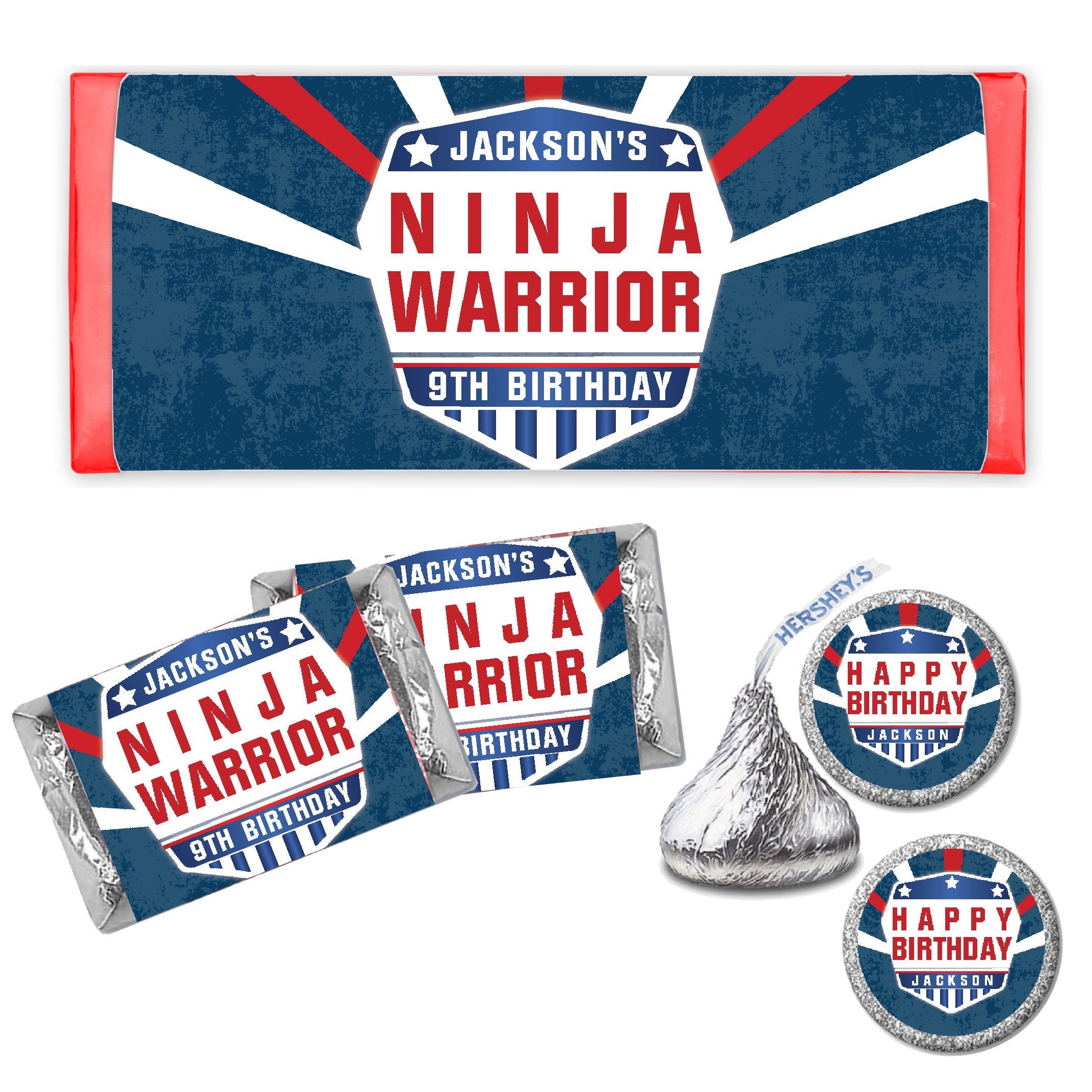 Ninja Warrior Inspired PRINTED CANDY WRAPPERS Chocolate Kiss - Etsy